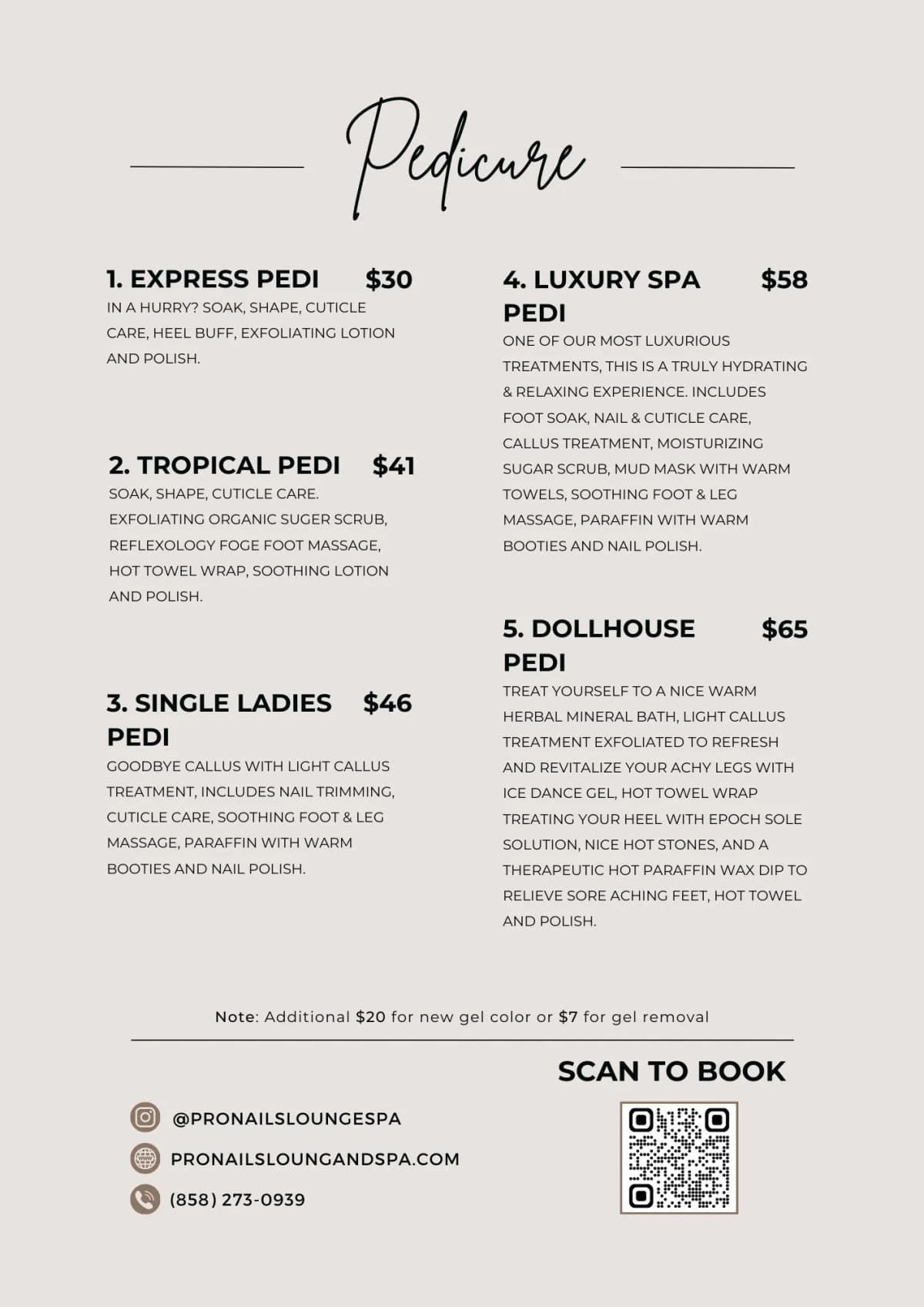 Service Menu - Pro Nails Lounge & Spa